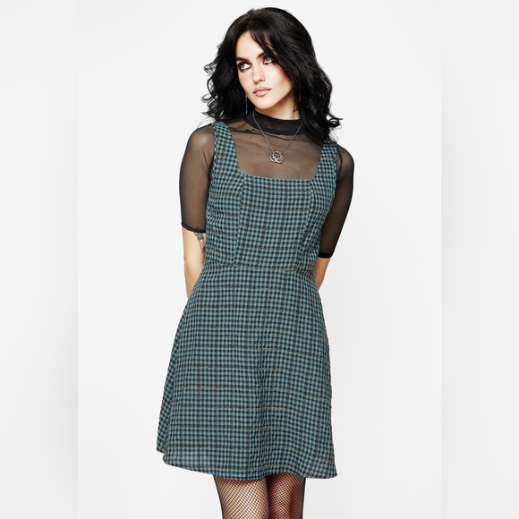 Disturbia | Dresses | Disturbia Restless Check Mini Apron Dress Us 6 Uk ...